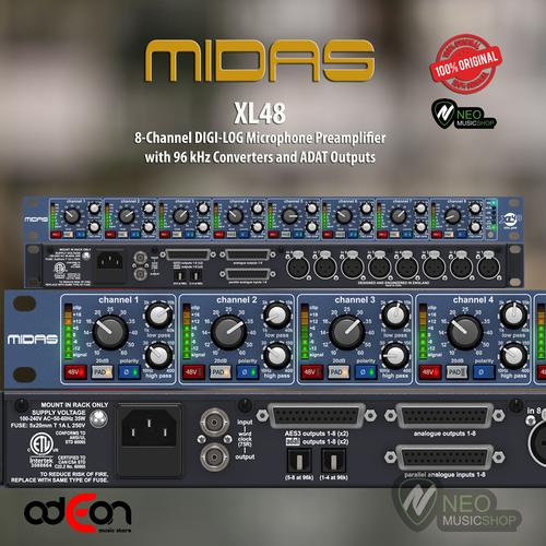Jual MIDAS XL48 8-Channel DIGI-LOG Microphone Preamplifier with 96 kHz ...