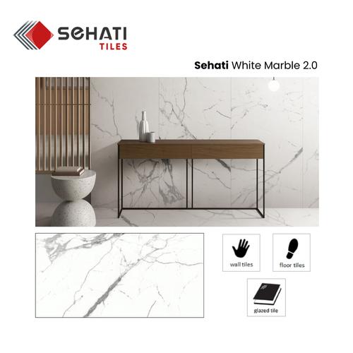 Promo Granit TIles 60x120 Sehati White Marble 2.0 Polished/Matte (V8 ...
