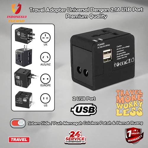 Promo UNIVERSAL TRAVEL ADAPTOR USB CHARGER 2 PORT ADAPTER COLOKAN AU UK ...