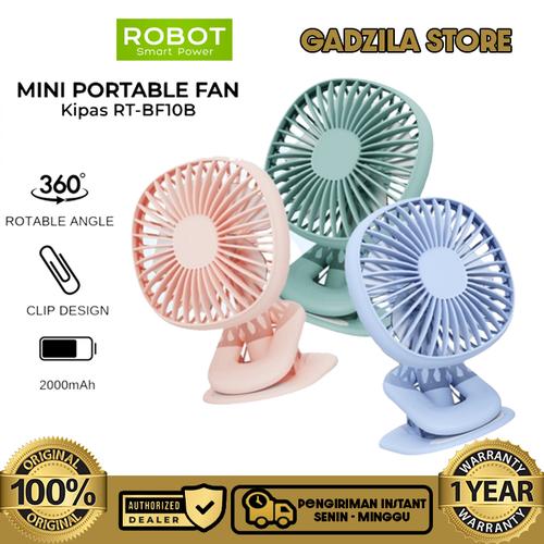 Jual Kipas Angin Mini ROBOT RT-BF10 Portable USB FAN Meja Jepit 2000mAh ...