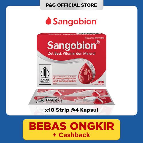 Promo Sangobion 40 cap @4 strips Vitamin dan Suplemen Zat Besi - 1 Box ...