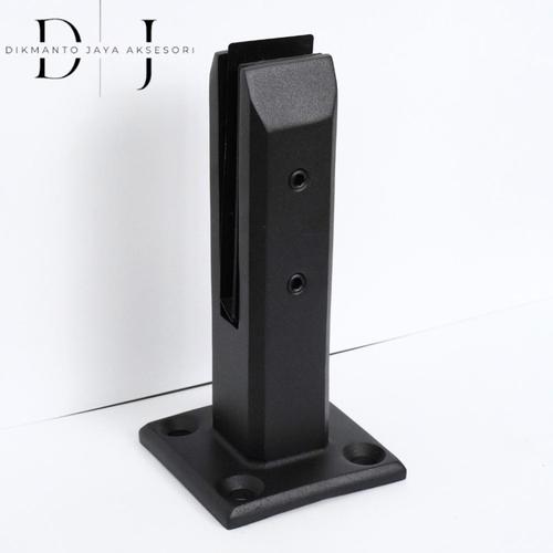 Jual Spigot Kotak Hitam 200 mm (Pedestal Tiang Railing Kaca)(Kaki ...