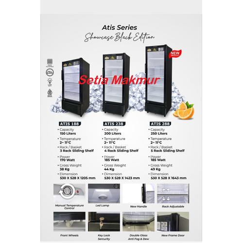 Promo FRIGIGATE ATIS238 Showcase Black Edition Kapasitas 200 Ltr Cicil ...