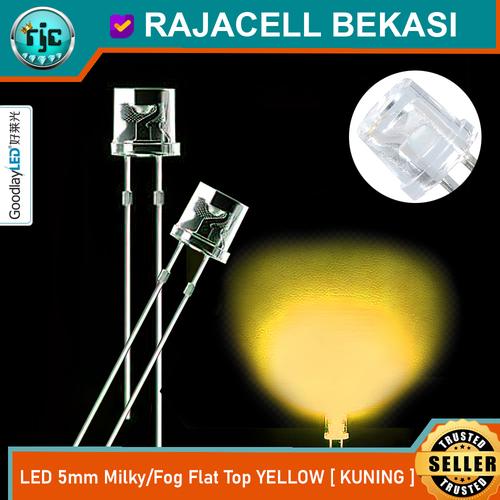 Jual LED 5mm Clear Yellow Kuning Flat Top 2P Body Bening Cahaya Kuning ...
