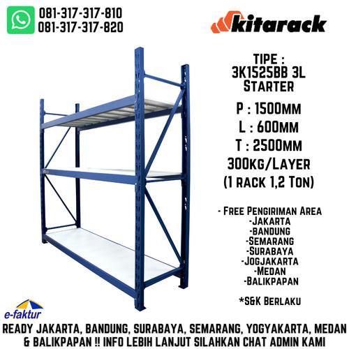 Jual KITARACK 3K1525 MEDIUM DUTY BLUE 300KG/LAYER 150x60x250 3LAYER ...