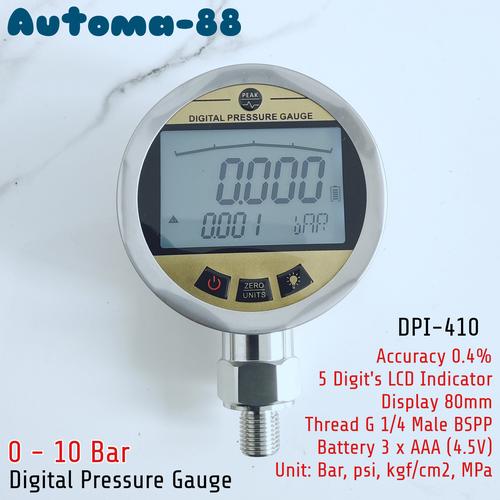 Jual Digital Pressure Gauge 10Bar 100kPa 1MPa 145psi 10 Bar Dial Diameter 80mm G 1/4 BSPP with ...