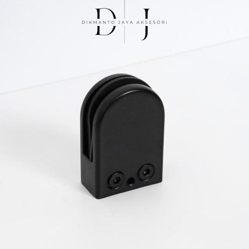 Jual Jepit Kaca Oval Hitam Untuk Tiang Kotak Tanpa Bor Stainless Steel ...