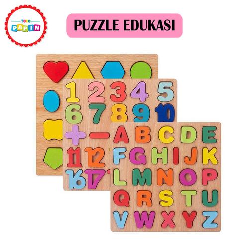 Jual Mainan Edukasi Puzzle Kayu Anak Alphabet Angka Bentuk Wooden ...