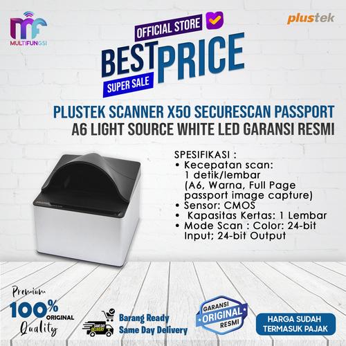 Promo Plustek Scanner X50 SecureScan Passport A6 Light Source White LED ...
