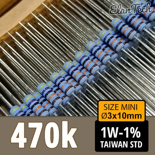 Jual Resistor 1W 470k Taiwan 1% Metal Oxide 470 Kilo Ohm Mini Size 1WS ...