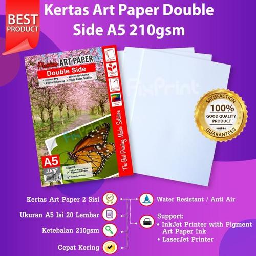 Jual Efektif Kes Photo Art Paper A5 Gms Gsm Print Doue Side 2 Sheet Kes ...