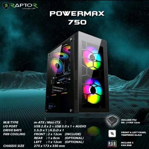 Jual Casing Pc Gaming 3 Power Up Raptor Powermax 750 - Original Produk ...
