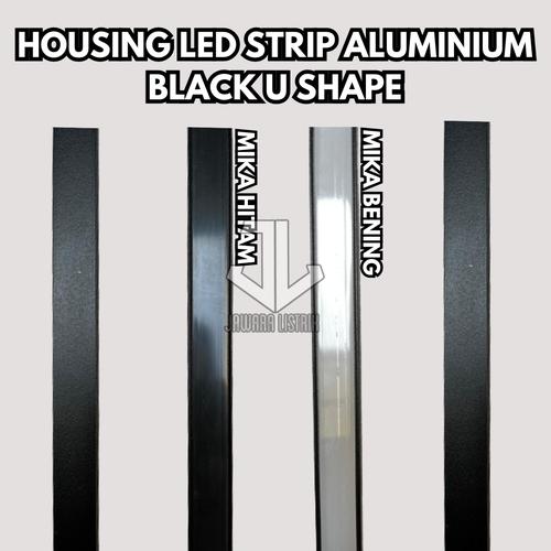 Jual HOUSING RUMAH LED STRIP U SHAPE ALUMUNIUM TEBAL PER 1 METER HITAM ...