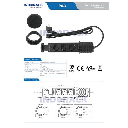 Jual INDORACK Stop Kontak Meja Colokan Tanam Meja Power Socket 3 Outlet ...