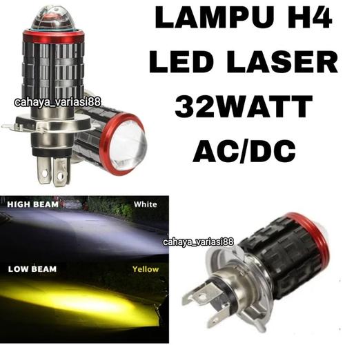 Jual LAMPU UTAMA MOTOR H4 LASER/LAMPU LED MOTOR DEPAN H4 LASER HI/LO AC DC 8W-24Watt 9-80V ...
