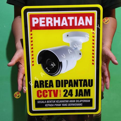 Jual Akrilik Sign Perhatian Awas Ada CCTV Warna Pop Up teknologi Dry ...