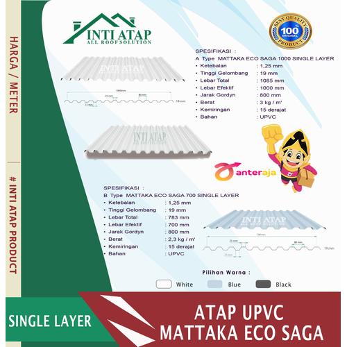 Jual Atap UPVC Mataka Eco Saga Single Layer Saga 700 / 1000 - Biru Muda ...