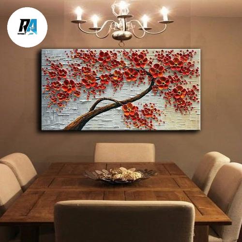 Jual lukisan bunga warna merah aesthetic –lukisan tekstur timbul ...