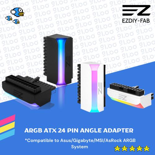 Jual EZDIY 24 pin ARGB 90° Angle Adapter 5V Motherboard Black White RGB ...