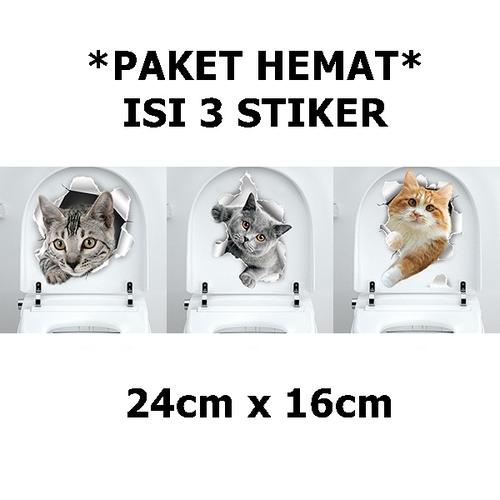 Jual PAKET HEMAT 3 Stiker kucing lucu 3D Sticker Hewan wall cat ...