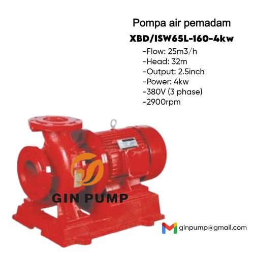 Jual Pompa air pemadam / hydrant pump Merek Gin pump XBD/ISW65L-160-4KW 2.5inch 380V_GAVIN ...