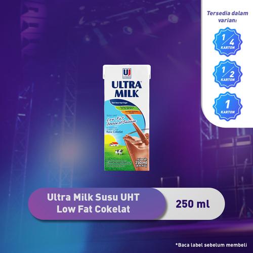 Promo Ultra Milk Susu UHT Low Fat Chocolate 250 ml - 1/2 ctn (12pcs ...