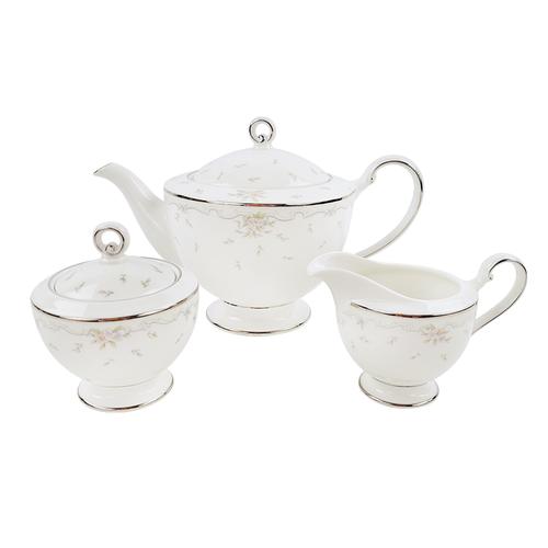 Jual Saint James Prairie Tea Set Teapot Teko Creamer Sugar Pot Platinum ...