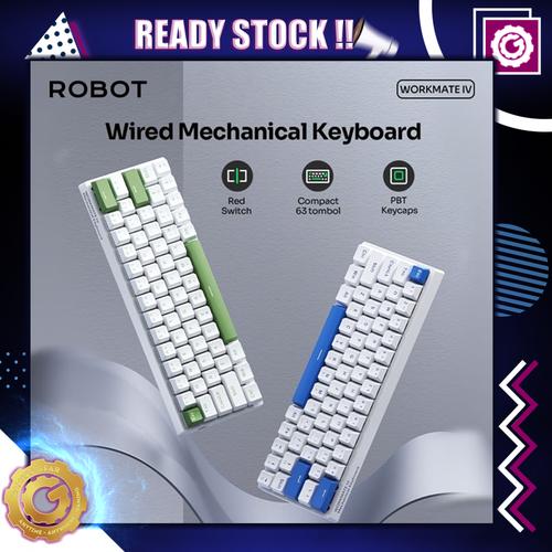 Jual ROBOT WORKMATE IV Mechanical Wired Gaming Keyboard 63 Keys PBT ...