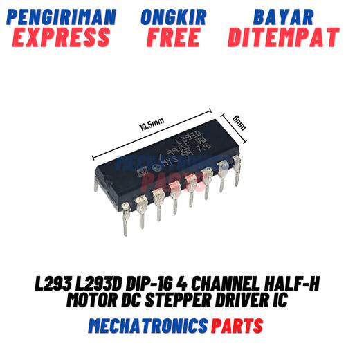 Jual L293 L293D DIP 16 4 CHANNEL HALF H MOTOR DC STEPPER DRIVER IC ...
