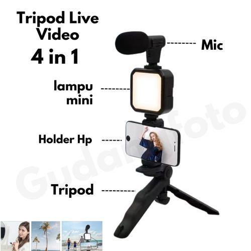 Jual Vlogging Kit Paket Vlog Youtuber Mic Livestream Tripod Lampu Set ...
