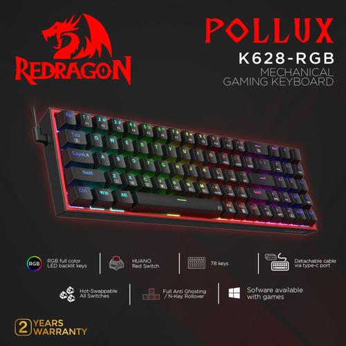 Promo Redragon Universal Mech Gaming Keyboard 78 Keys RGB POLLUX - K628-RGB - K628RGB Cicil 0% ...