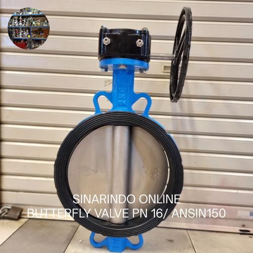 Jual Butterfly Valve 20" inch dn 500 Besi Cast Iron Disc Ss 304 Gear ...