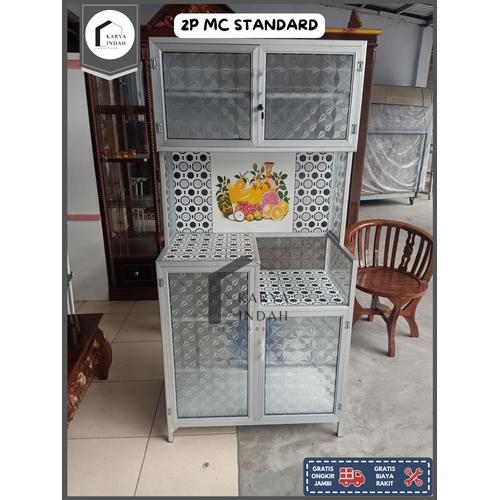 Jual Lemari Rak Piring Dapur ALUMUNIUM 2 Pintu Rata / Magic Com Kaca ...