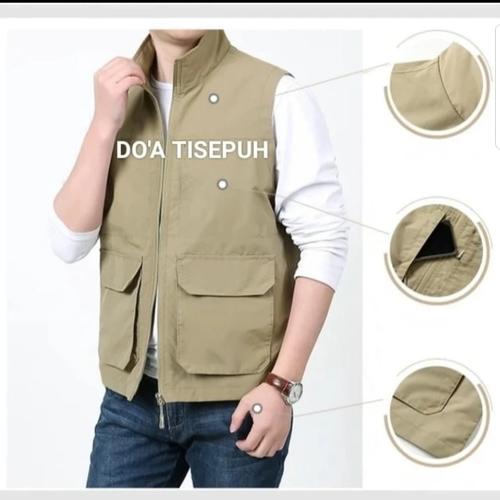 Jual rompi pria keren/rompi Casual /rompi lapangan outdoor krem L ...