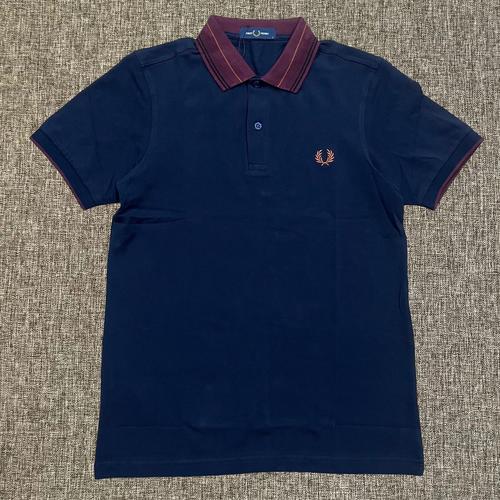 Promo Fred Perry Red Striped Collar Polo Navy Original / Baju Kaos Polo ...
