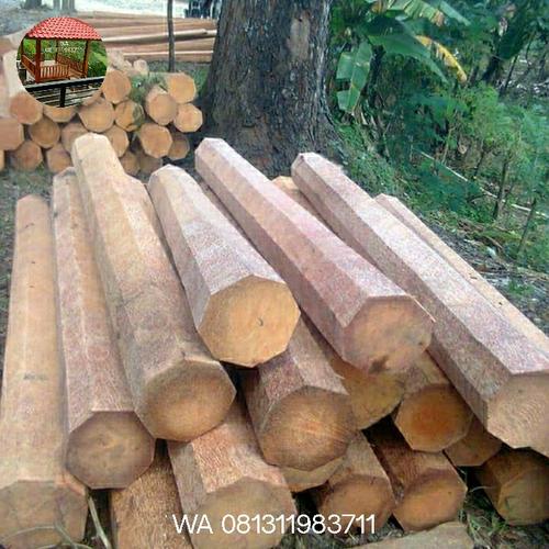 Jual kayu glugu#tiang kayu kelapa bulat dan segi 8 panjang 3m diameter ...