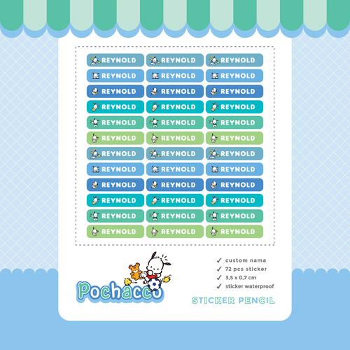 Jual Sticker Pencil Custom Nama Pochacco Label Nama Waterproof - Kota ...