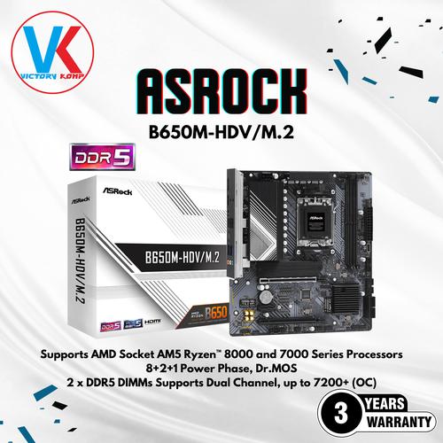 Jual Motherboard ASRock B650M HDV M2 AMD B650 DDR5 Gen5 2.5GbE - Tokped ...