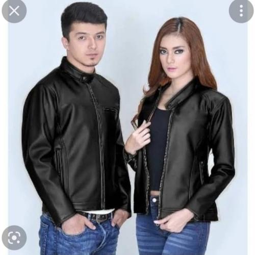 Jual jaket kulit couple 2pcs pasangan Cewek & cowok - Hitam, S - Kab ...