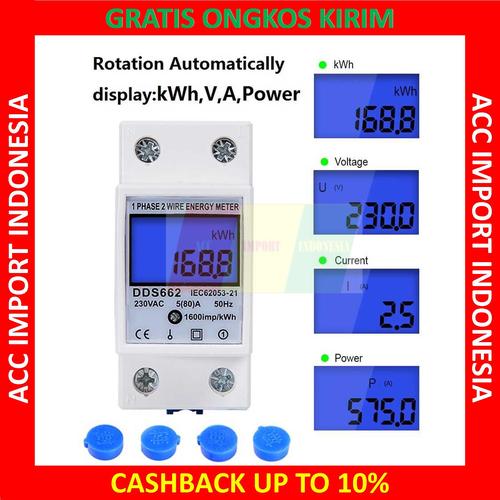 Jual Meteran Listrik Digital Din Rail kWh Meter Single Phase 230V ...