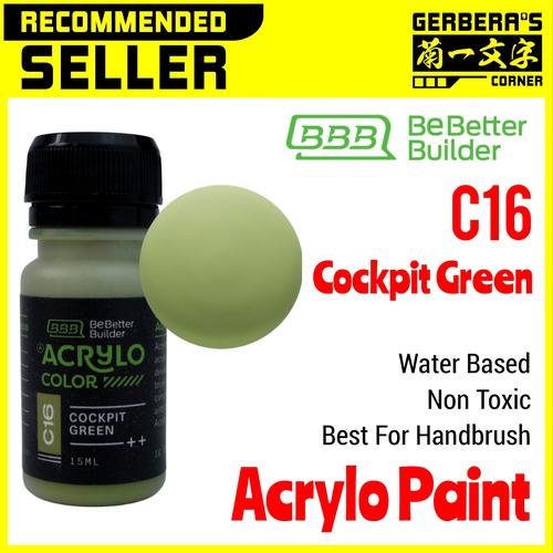 Promo ACRYLO PAINT C16 COCKPIT GREEN - Water Based Paint Cat Kuas ...