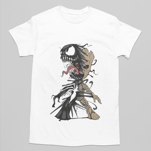 Jual Baju Kaos Symbiote Venom Groot| Cotton Combed T-Shirt - Putih ...