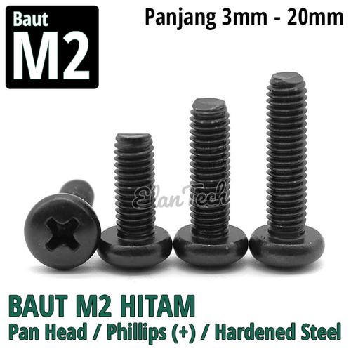 Jual Baut M2 3mm - 20mm Hitam Hardened Steel Bolt Baja 2mm Black ...