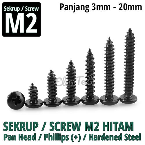 Jual Sekrup M2 3mm - 20mm Hitam Self Tapping Screw Hardened Steel Baja ...