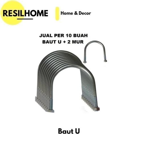 Jual U Bolt dan baut besi ukuran 8 mm x 1 inch Clamp Penjepit Pipa ...
