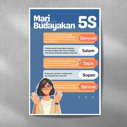 Jual Poster Mari Budayakan 5S A3+ / Senyum Salam Sapa Sopan Santun ...