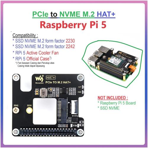 Jual PCIe to M.2 HAT+ for Raspberry Pi 5 Support for SSD NVME 2230 and ...