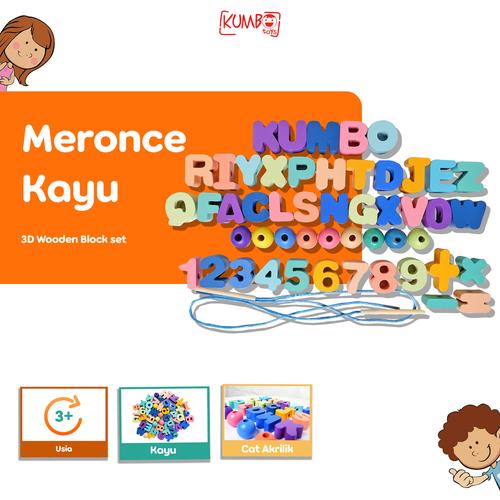 Promo Mainan Edukasi Meronce Kayu Bergambar, 3D Wooden Block Set - Mer ...