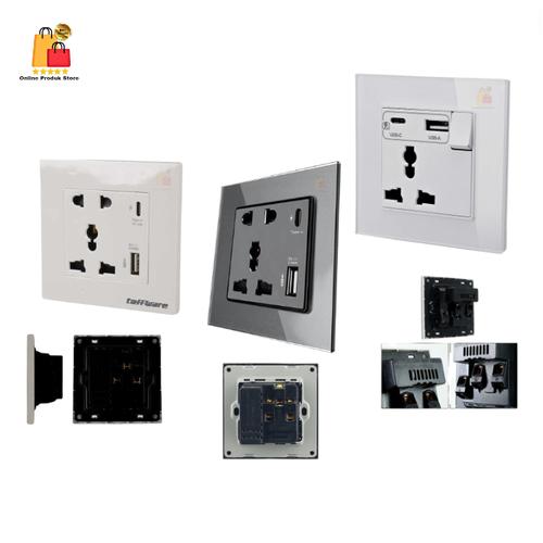 Promo Stop Kontak Colokan Dinding UK 2 Port USB Type C Socket - Type B ...