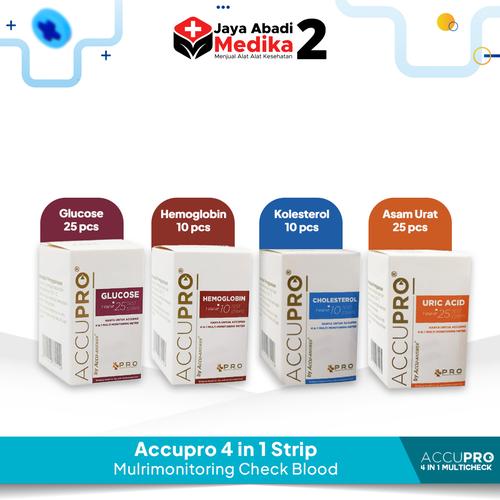 Jual Accu Pro Strip 4 in 1 kolesterol asam urat hemoglobin gula darah ...
